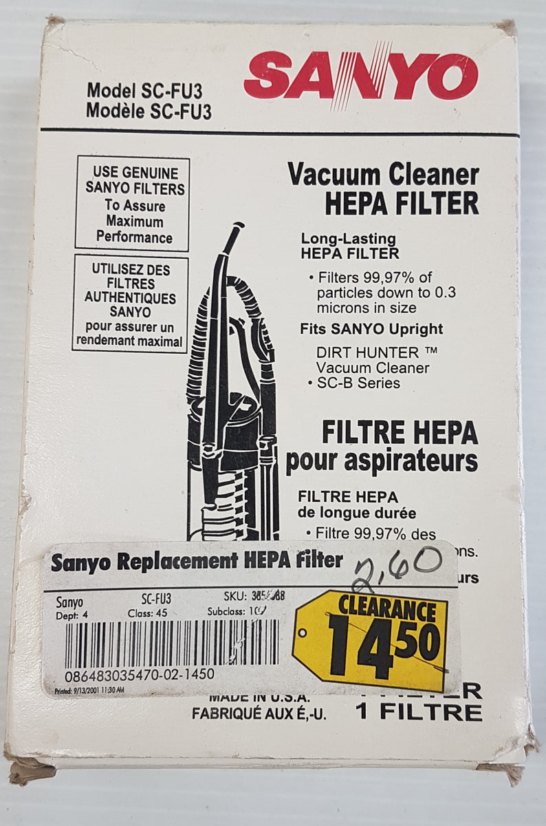 Sanyo SC-FU3 Vacuum Cleaner Hepa Filter - New