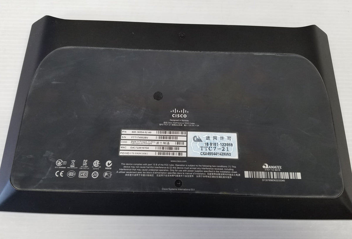 Cisco SX20 CTS-SX20 Codec Video Conference TTC7-21 (Codec Only) - USED