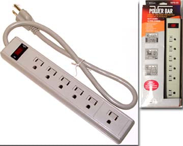 Wellson - Litesun 10 feet 6-Outlet Power Bar with Surge Protection - N