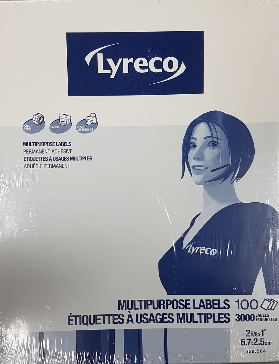 Lyreco Multipurpose Labels Permanent Adhesive 2 5/8"x1" (6.7x2.5cm) 10