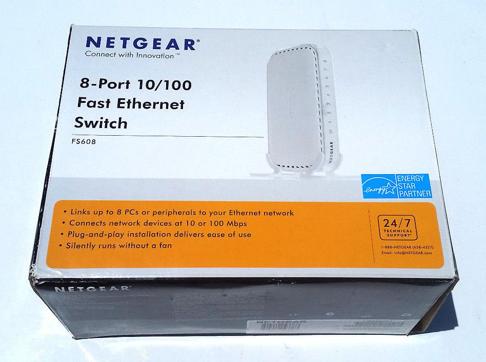 NETGEAR 8-Port Fast Ethernet Switch (FS608) - NEW